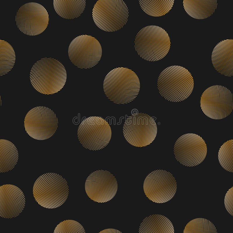 Seamless Pattern with Wavy Circles on Black Background Stock Vector ...