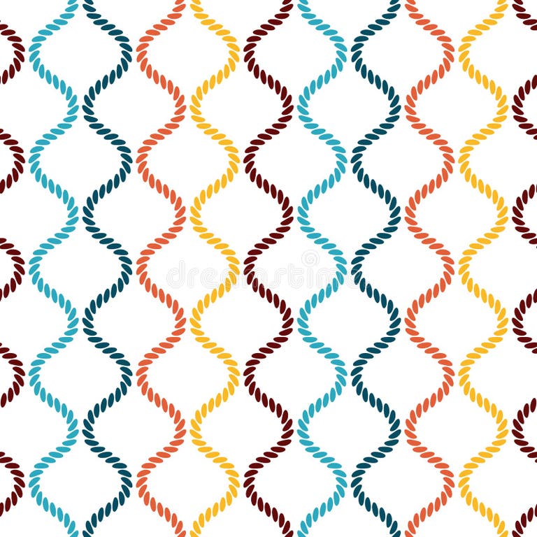 Seamless Pattern with Wavy Forms. Curved Threads and Ropes. Optical ...