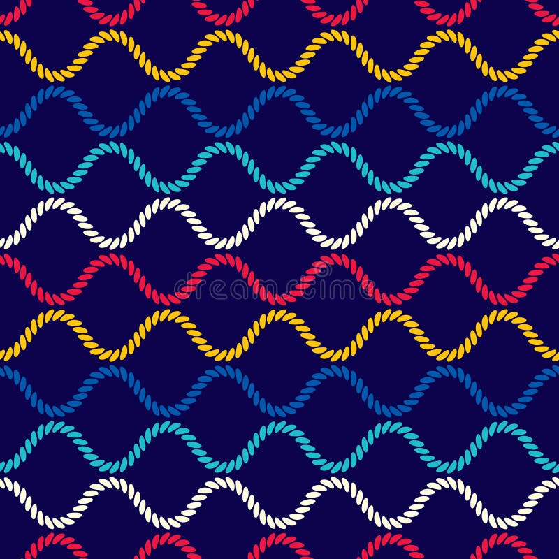 Seamless Pattern with Wavy Forms. Curved Threads and Ropes. Optical ...
