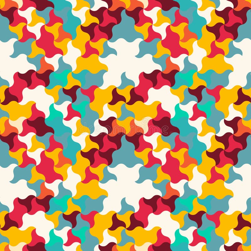 Seamless Pattern of Wavy Shapes. Geometric Puzzle Stock Vector ...