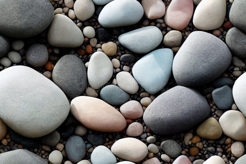 Seamless Pattern on Weathered, Aged Rocks, Pebbles and Stone Bricks. 3d ...