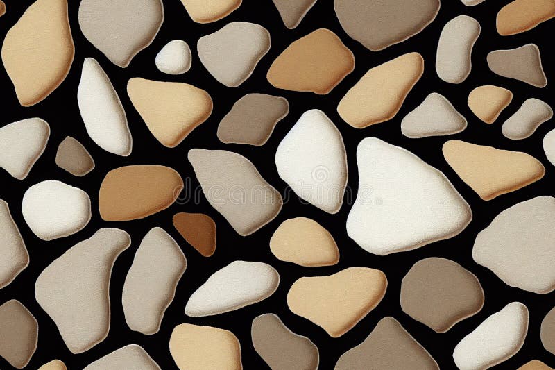 Seamless Pattern on Weathered, Aged Rocks, Pebbles and Stone Bricks. 3d ...
