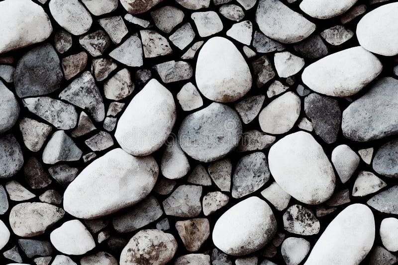 Seamless Pattern on Weathered, Aged Rocks, Pebbles and Stone Bricks. 3d ...