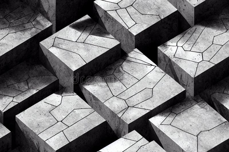 Seamless Pattern on Weathered, Aged Rocks, Pebbles and Stone Bricks. 3d ...
