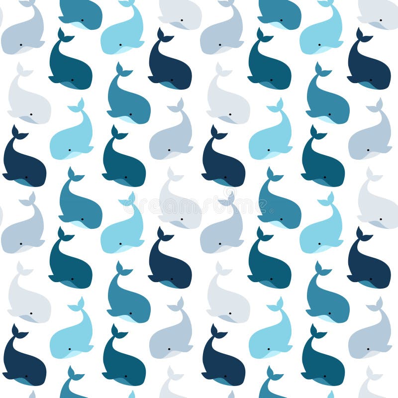 Seamless Pattern with Whales Stock Vector - Illustration of paintbrush ...