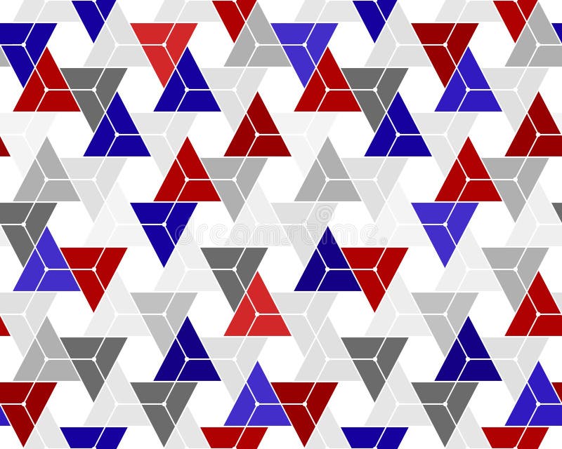 Seamless Pattern with White Blue and Red Triangular Line Join ...
