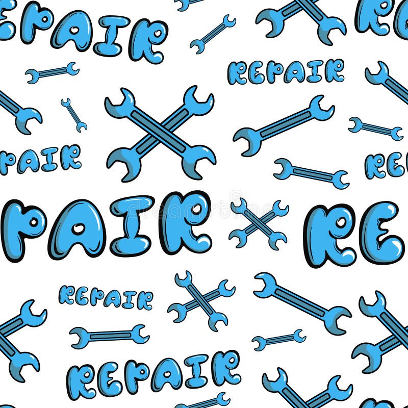 Seamless Pattern White Blue Repair Stock Vector - Illustration of icon ...