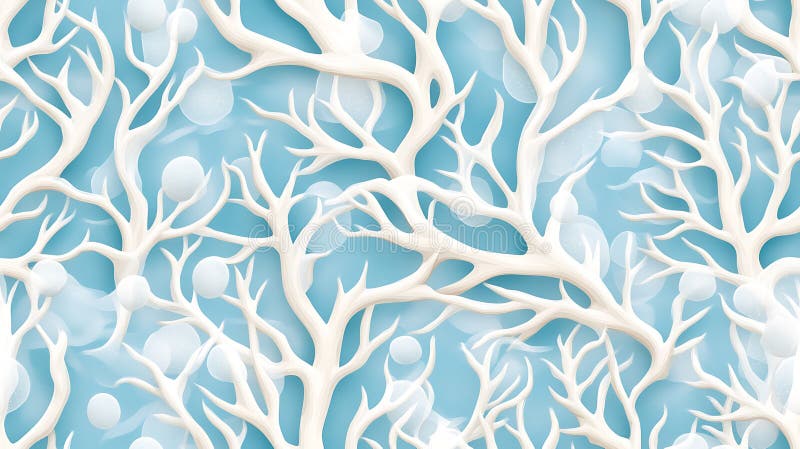 Seamless Pattern White Branches on Light Blue Background Stock ...