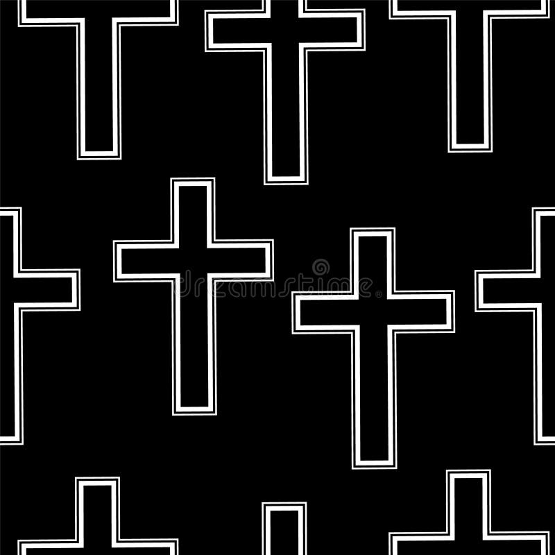 Seamless Pattern of White Christian Crosses Stock Vector - Illustration ...