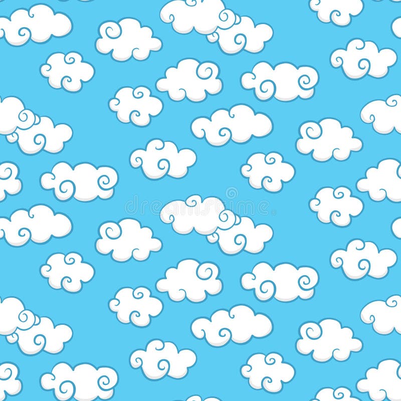 Seamless Pattern with White Clouds in Sky Stock Illustration ...