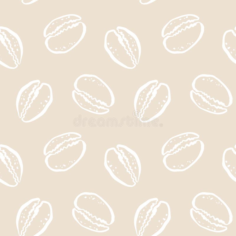 Seamless Pattern with White Cowrie Shell Drawings on Beige Background ...