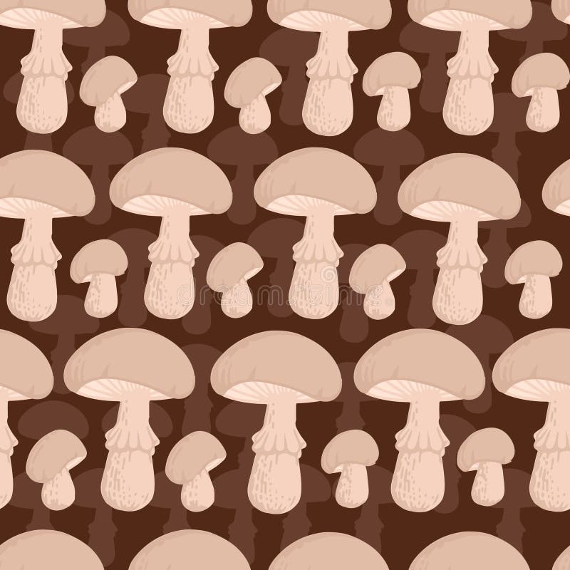 Seamless Pattern White Edible Mushrooms Vector Illustration Stock ...