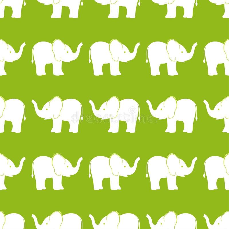 Pattern With Elephants On Olive Background Stock Vector - Illustration ...
