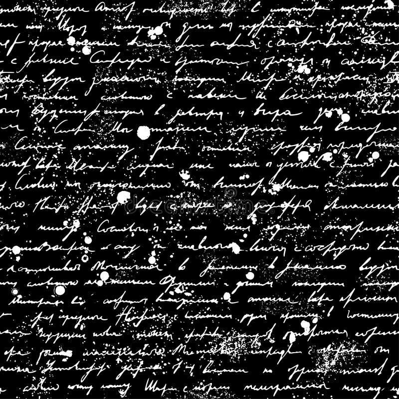 Seamless Pattern with White Hand Write Poetry on Black Background ...