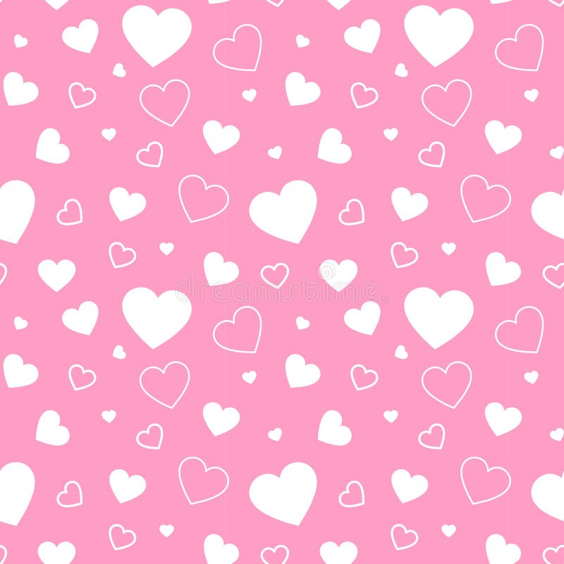 Seamless Pattern with White Hearts on Pink Background Stock ...