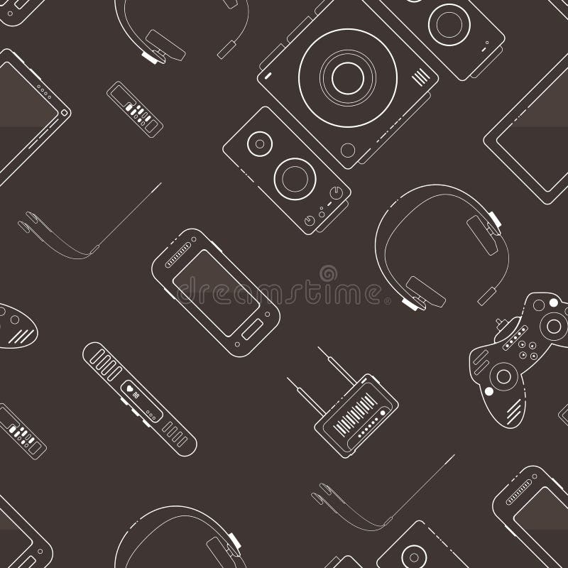Seamless Pattern with White Line Electronic Devices. Stock Vector ...