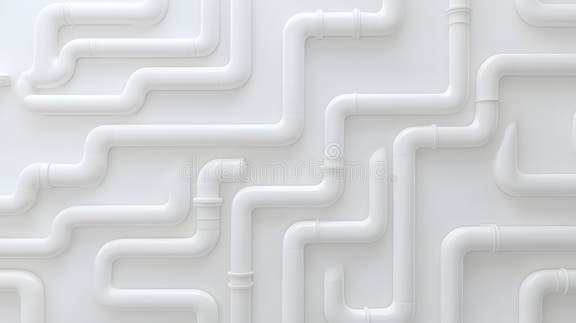 Seamless Pattern of White Plastic Water Pipes Arranged in Complex ...