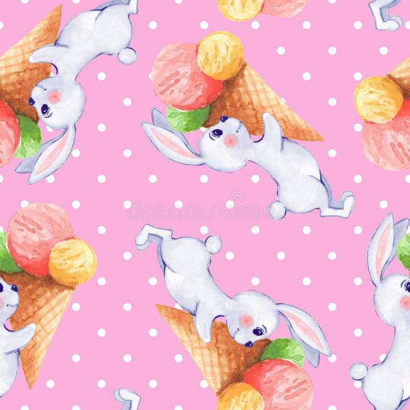Seamless Pattern with White Rabbits 5 Stock Illustration - Illustration ...