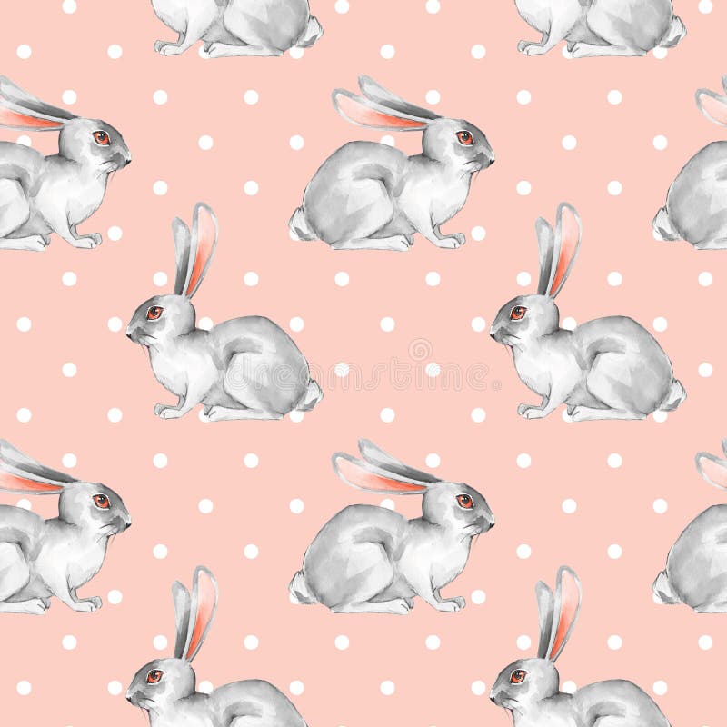 Seamless Pattern with Cute White Rabbits. Stock Illustration ...