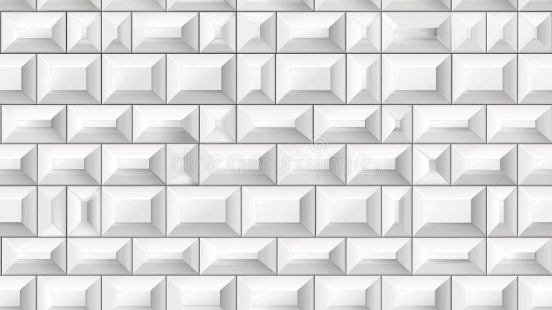 A Seamless Pattern of White Rectangular Tiles with Geometric Designs. the Tiles Create a 3D ...