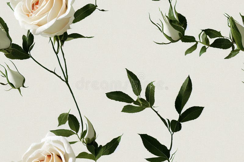 Seamless Pattern of White Roses. Romantic Floral Repeatable Background ...