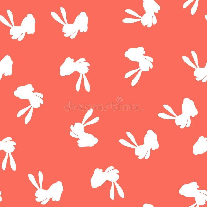 Seamless Pattern with White Silhouette Easter Rabbits on Color ...