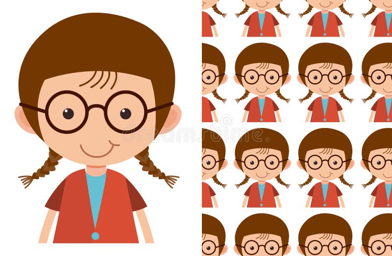 A Seamless Pattern on White of Simple Kid Characters Stock Vector ...