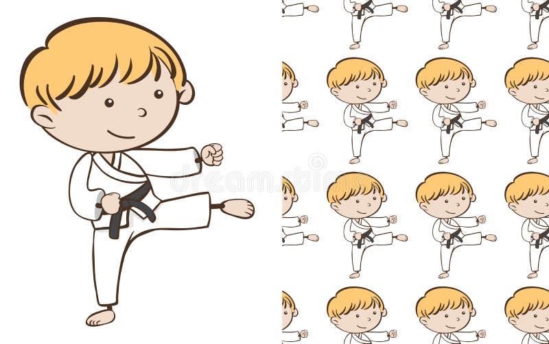 A Seamless Pattern on White of Simple Kid Characters Stock Vector ...