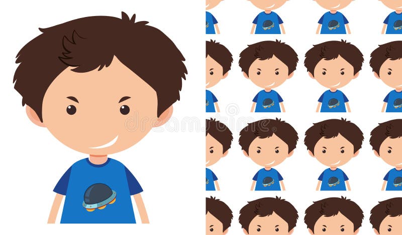 A Seamless Pattern on White of Simple Kid Characters Stock Illustration ...