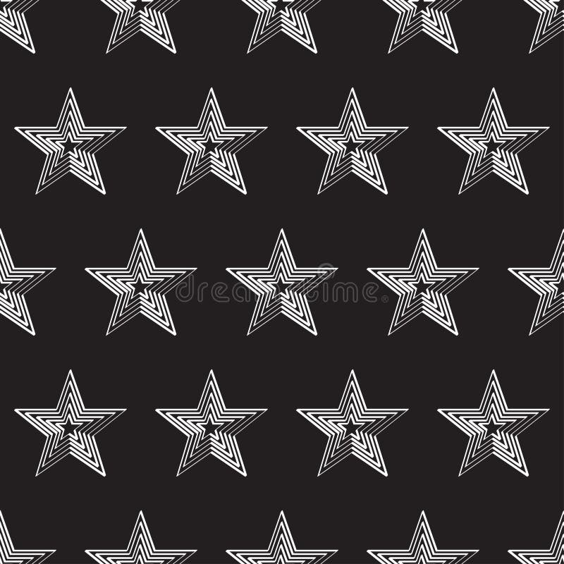 Seamless Pattern with White Stars Against Black Stock Illustration ...