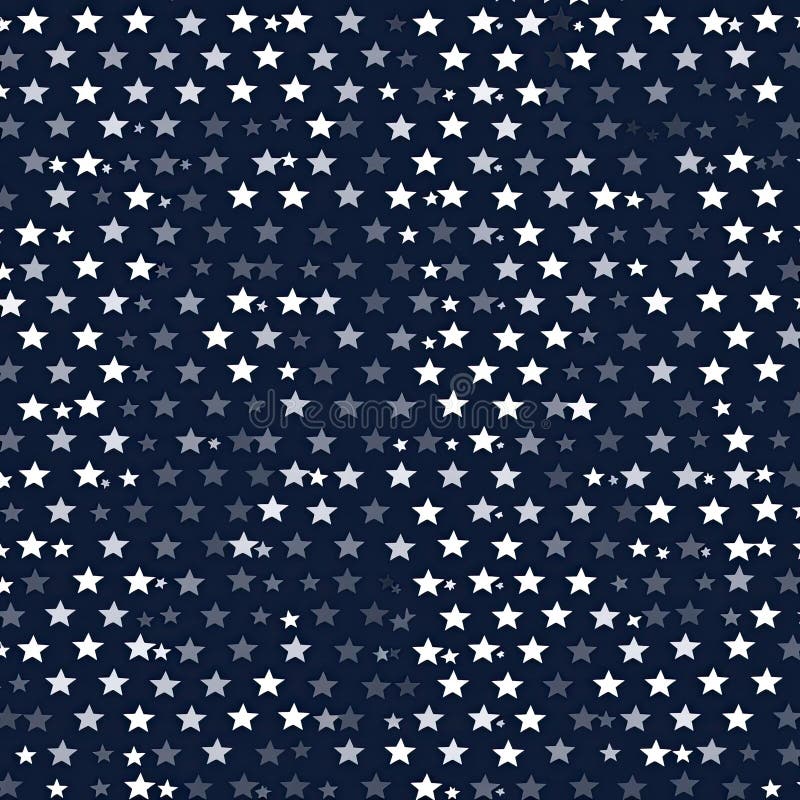Seamless Pattern of White Stars on a Dark Blue Background Stock ...