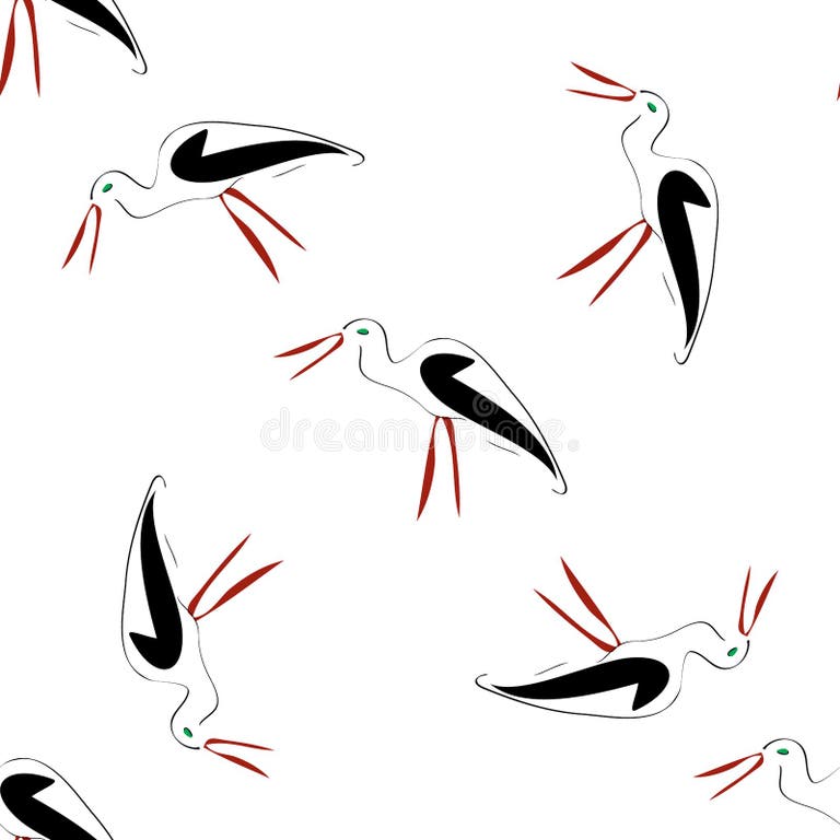 Seamless Pattern with White Stork(texture 10), Modern Stylish Image ...