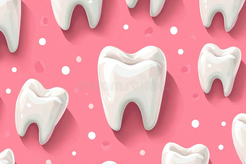 Seamless Pattern of White Teeth Repeating on Pink Background, Perfect ...