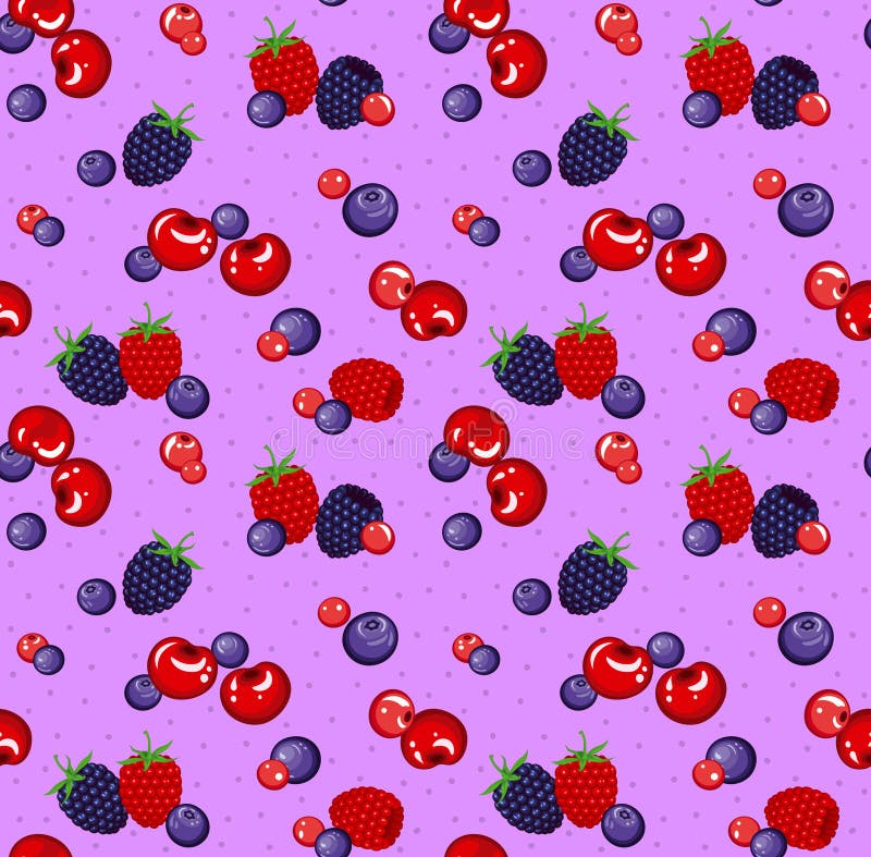 Seamless Pattern with Wild Berries. Stock Vector - Illustration of ...