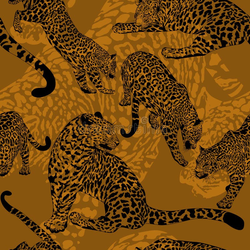 Seamless Pattern with Wild Leopard Stock Vector - Illustration of ...