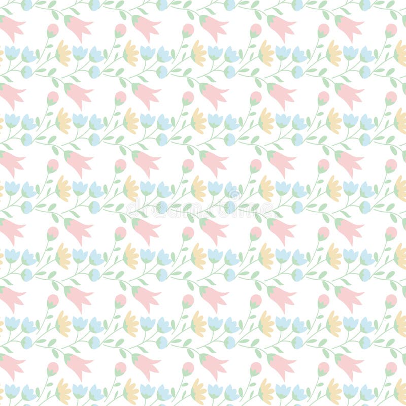 Seamless Pattern with Wildflowers in Pastel Colors. Summer Floral ...