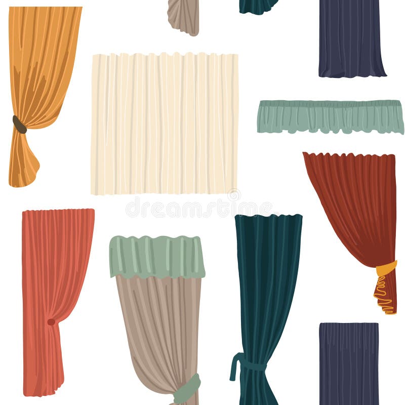 Window Curtains. Realistic Modern Cloth for Interior Design Stock ...