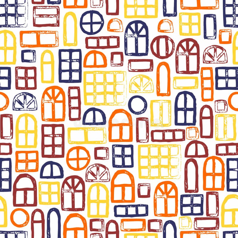 Seamless Pattern of Windows. Trace Doodle Stock Vector - Illustration ...