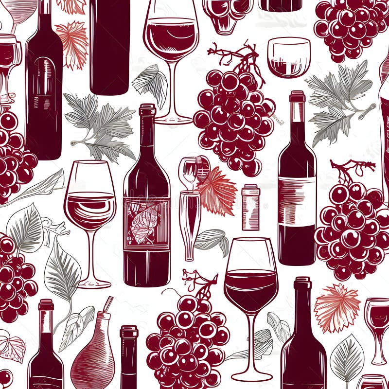 Wine Grapes Pattern Stock Illustrations – 5,727 Wine Grapes Pattern ...