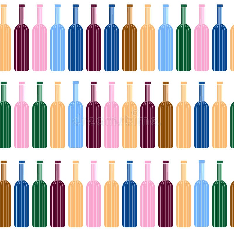 Pattern of Wine Bottles in Various Complementary Colors Stock Vector ...