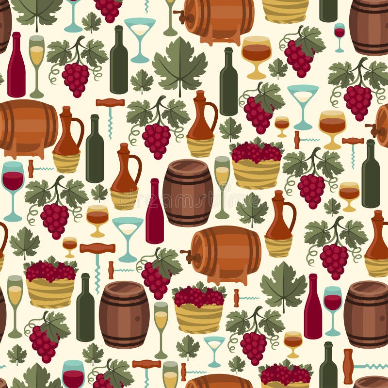 Seamless Pattern for Wine, Wineries and Stock Vector - Illustration of ...