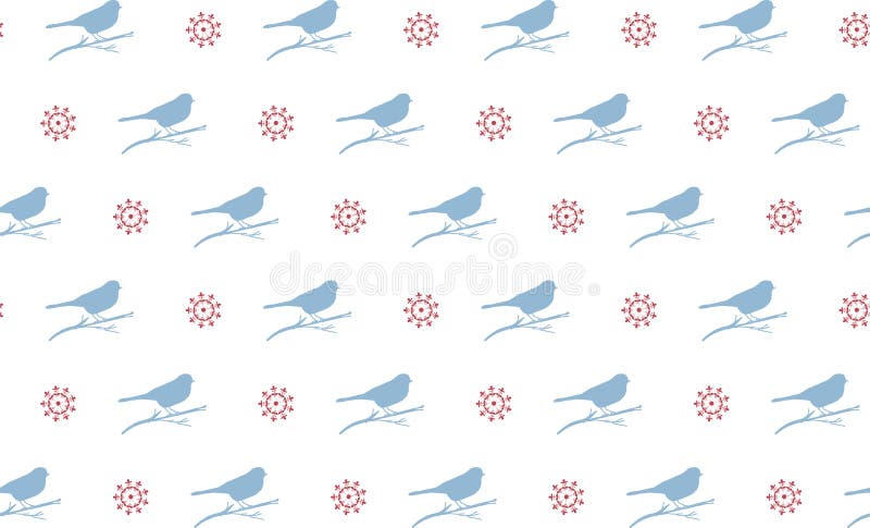 Seamless Pattern with Winter Bird and Snowflake for Winter Holidays ...