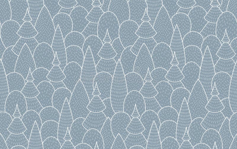 Seamless Pattern with Winter Forest, Outline. Stock Vector ...