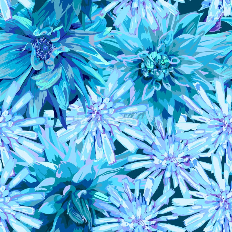 Seamless Pattern of Winter Frozen Flowers Stock Vector - Illustration ...