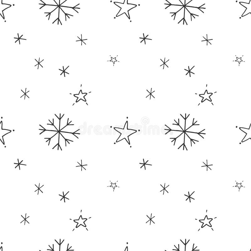 Seamless Pattern of Winter Snowflakes, Doodle Cartoon Vector ...