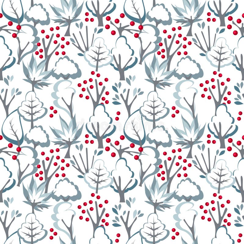 Seamless Pattern with Winter Trees. Stock Illustration - Illustration ...