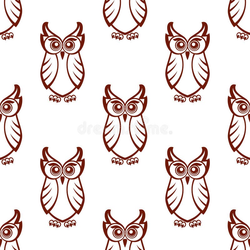 Seamless Pattern of a Wise Old Owl Stock Vector - Illustration of black ...