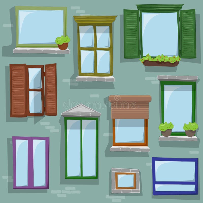 Seamless Pattern Wit Different Style Windows Drawing on Building Stock ...