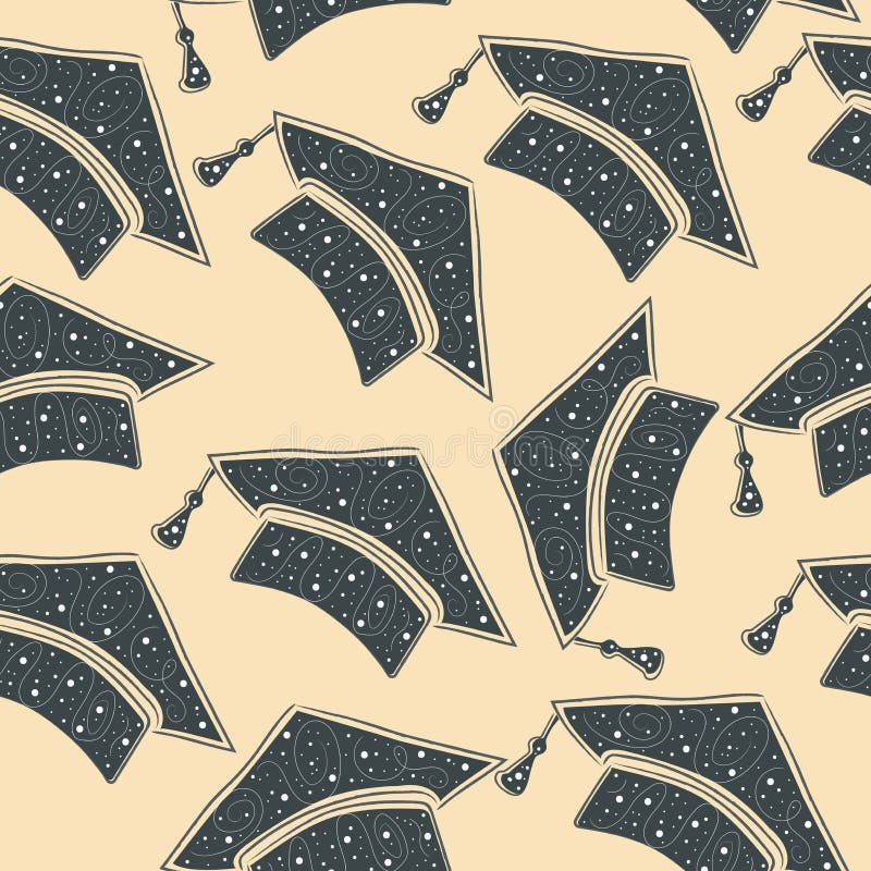 Seamless Pattern Wit Graduation Caps. Delicate Design Stock ...