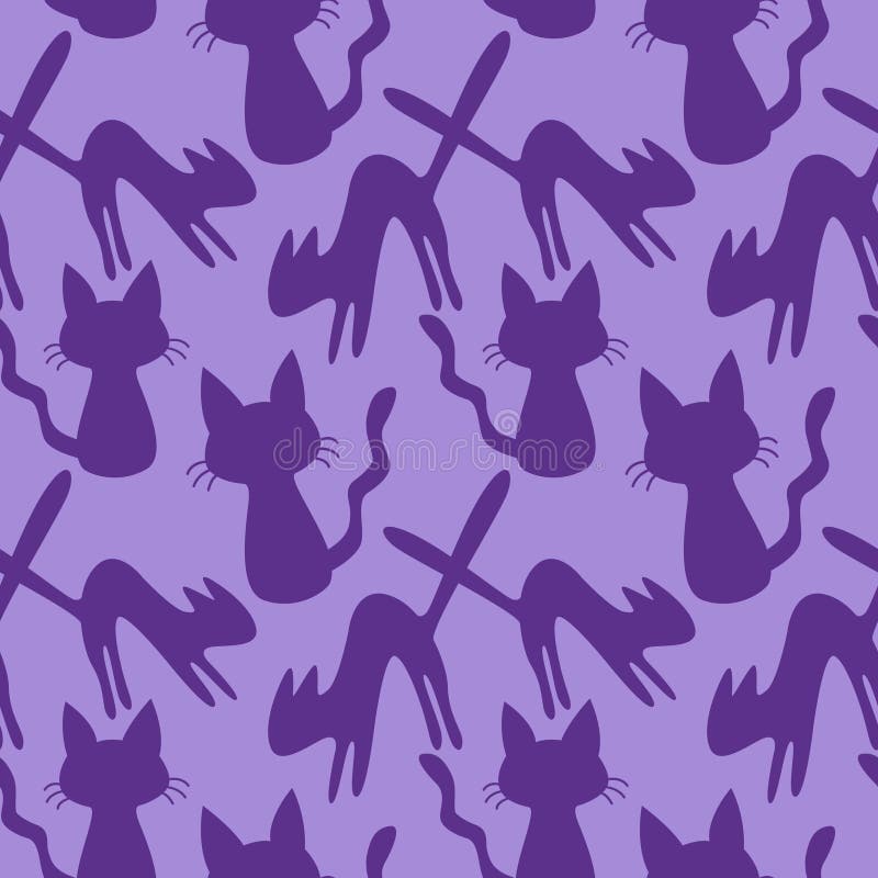 Seamless Pattern with Witch Cats. Happy Halloween. Cute Pets in Flat ...